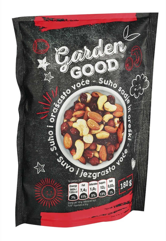 Mešanica suhega sadja in oreščkov, Garden Good, 180 g